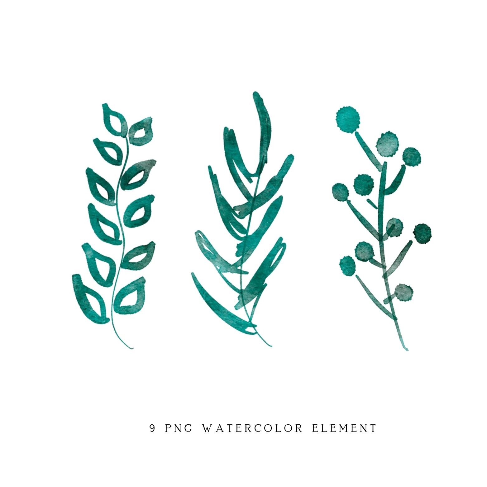Greenery Watercolor Clipart Hand Painted Watercolor Leaves - Etsy