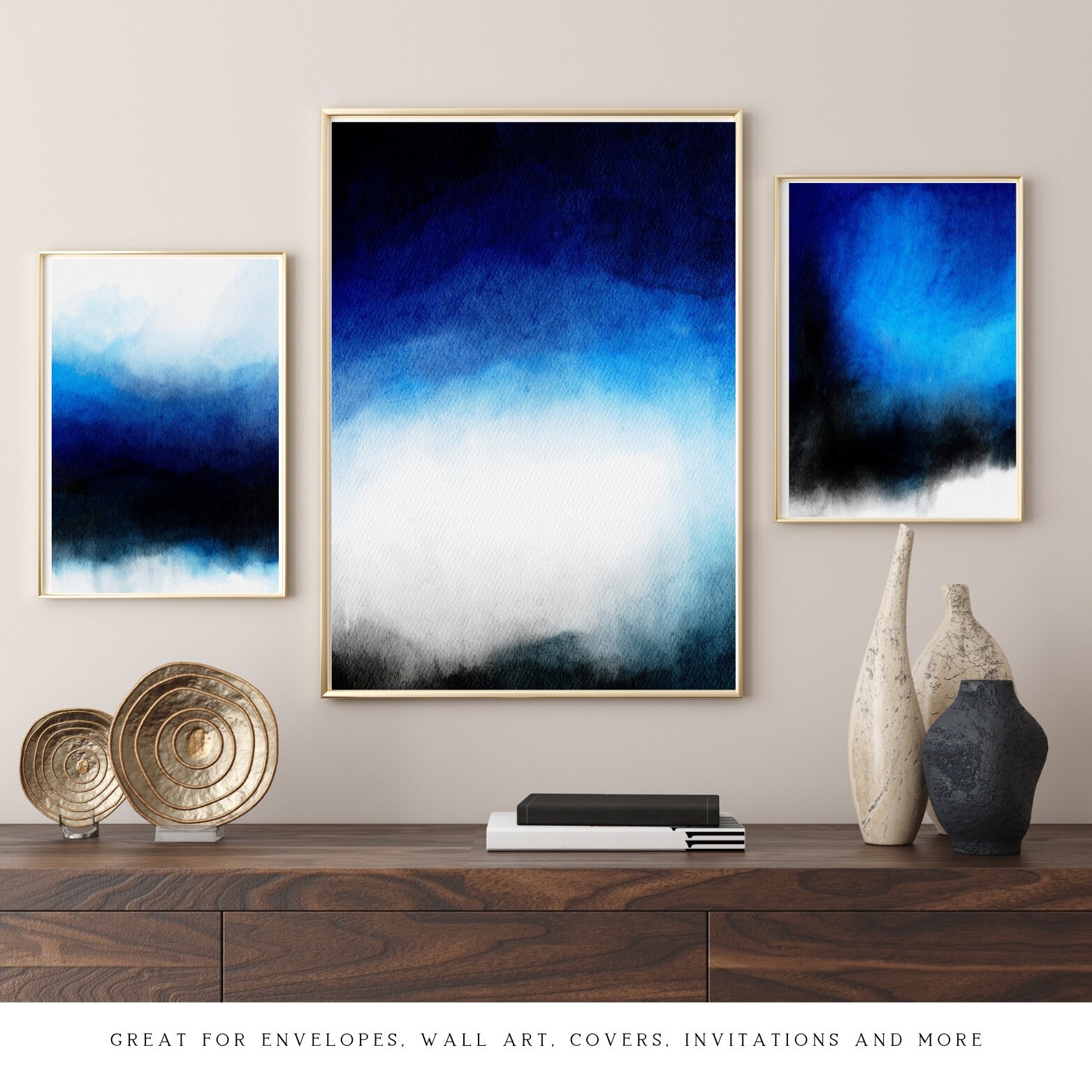 Aqua Watercolor Background,simple Landscape, Minimalist Watercolor - Etsy