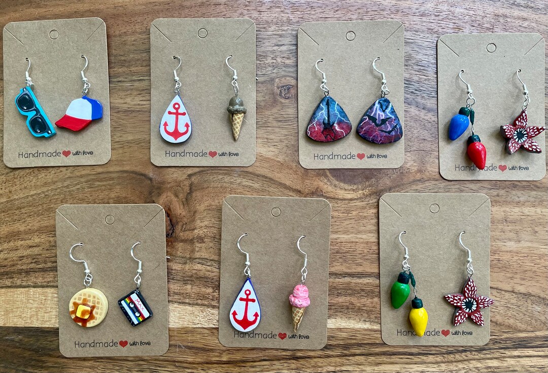 Stranger Things Inspired Earrings, Handcrafted & Painted Polymer Clay ...