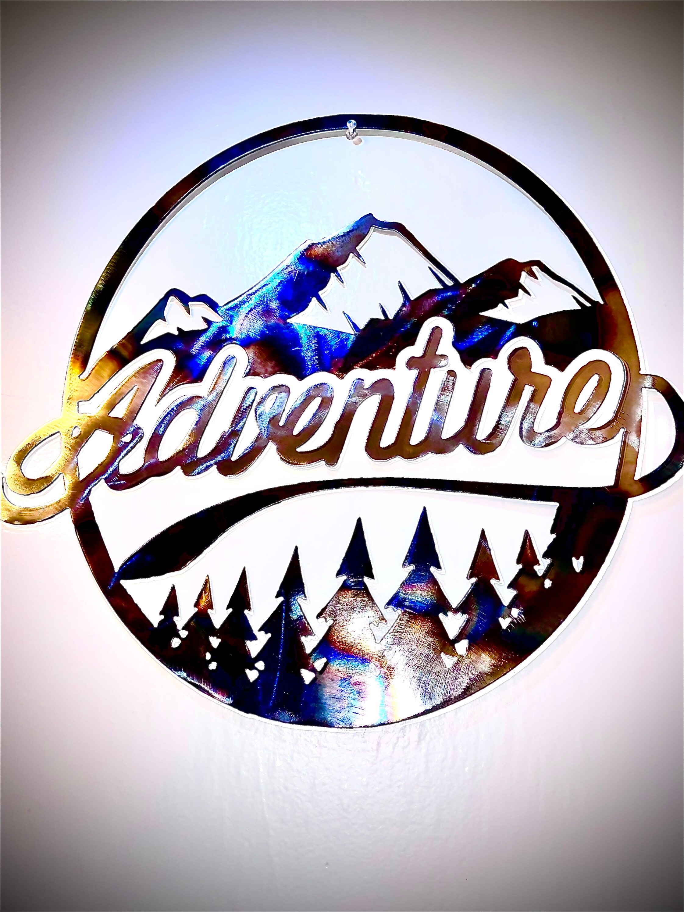 Metal Holographic Wall Decore, Metal Wall Art, Metal Decor, Mountain ...