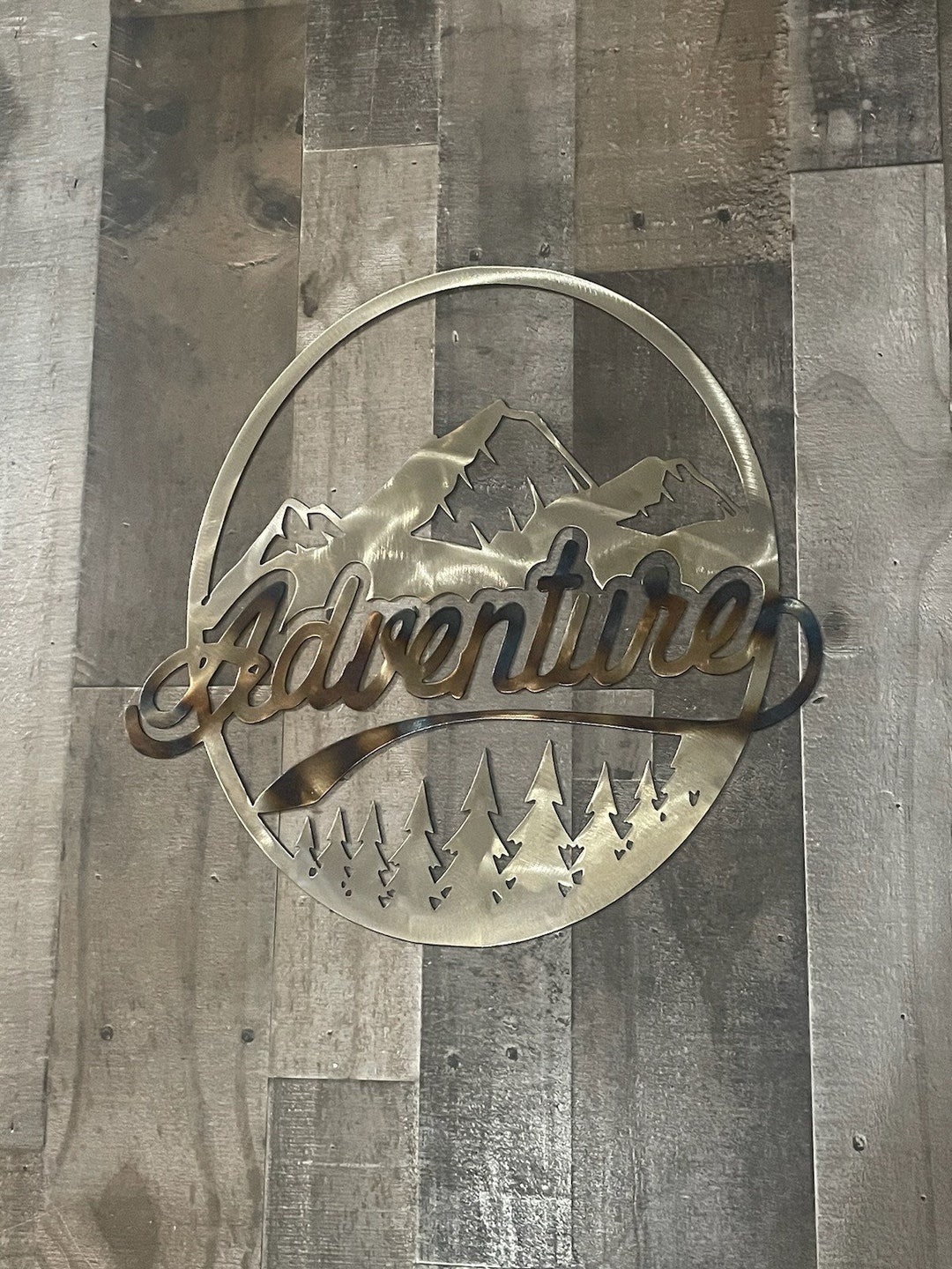Metal Holographic Wall Decore, Metal Wall Art, Metal Decor, Mountain ...