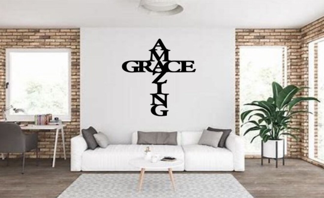 Amazing Grace Cross Metal Art Decor, Metal Wall Art Cross, Metal Cross ...