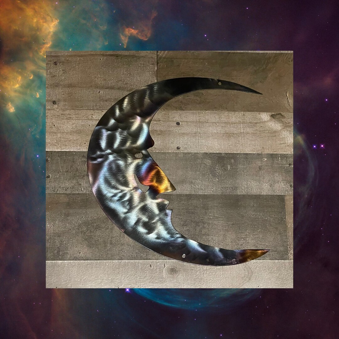 Metal Moon, Cosmic Art, Metal Wall Art, Moon, Moon, Metal Moon, Wall ...
