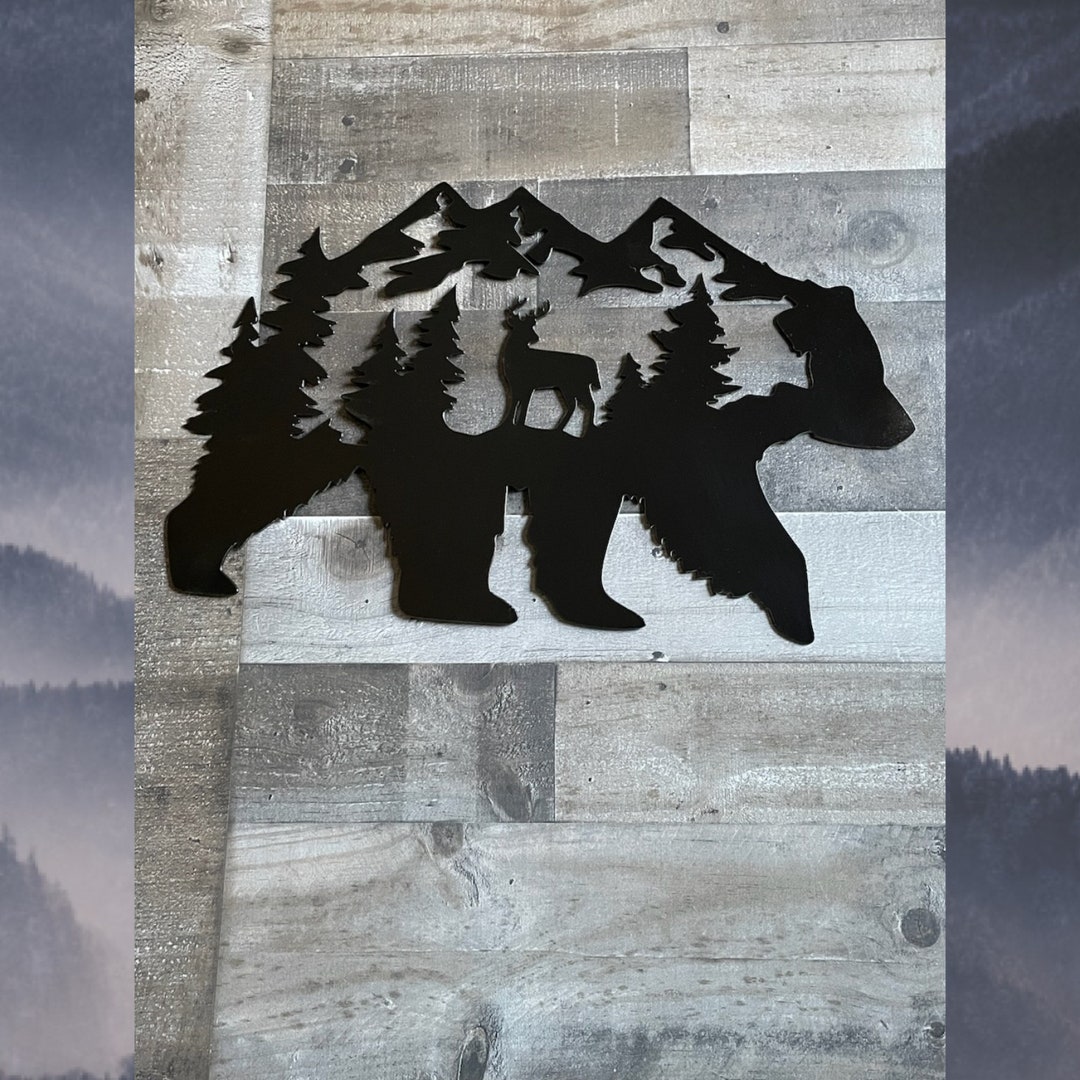 Metal Wall Art Bear, Black Metal Wall Art Bear, Bear Decor - Etsy