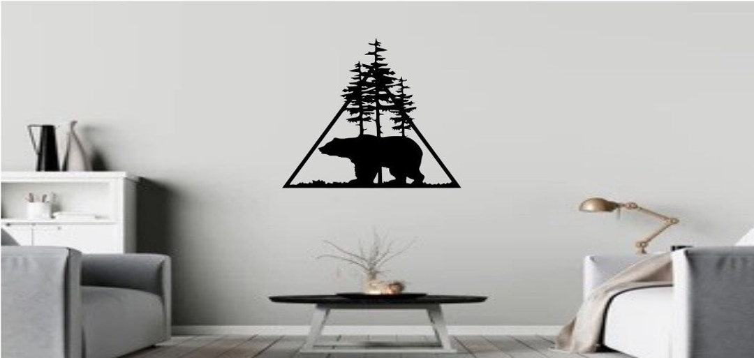 Bear Metal Wall Art Decor, Metal Wall Art Bear, Black Metal Wall Art ...