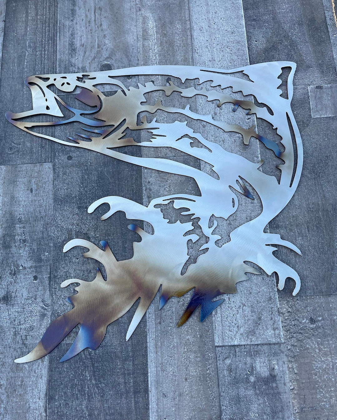 Salmon Metal Wall Art Decor, Metal Wall Art Fish, Fishing Decor - Etsy