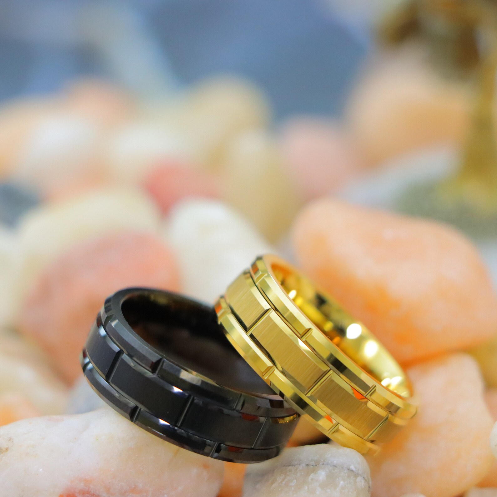 Tungsten Carbide Ring With Brick Pattern - Unique Men's Birthday Band ...