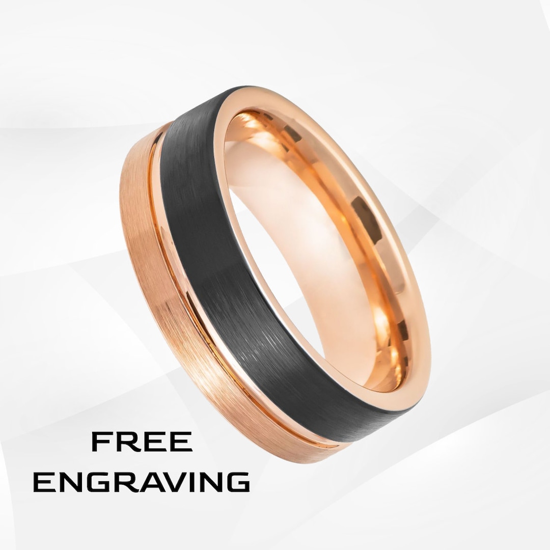 Tungsten Ring Offset Groove Men's Wedding Band Engagement Ring for Mens ...