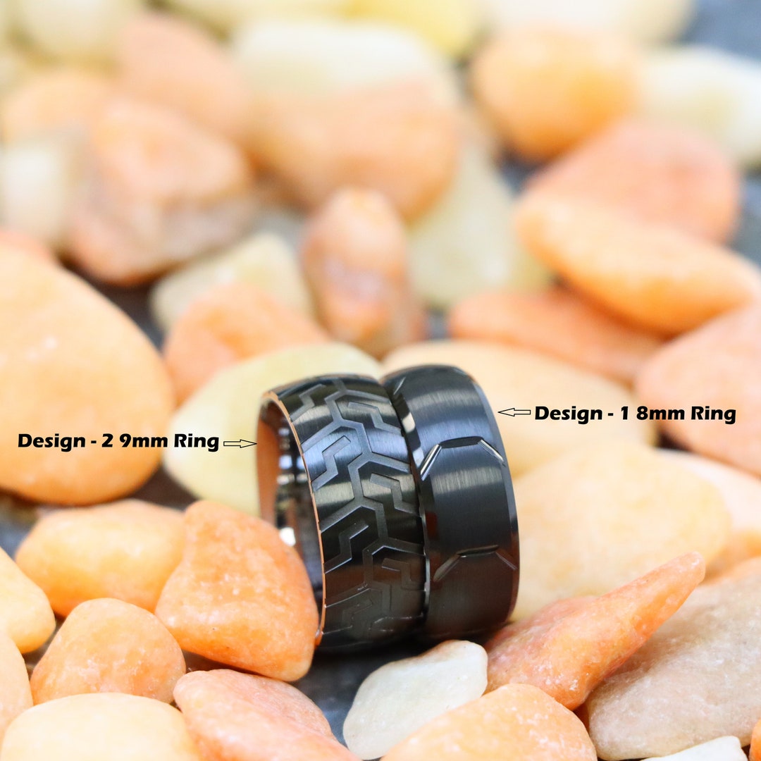 Tire Tread Ring, Black Wedding Band, Tire Ring, Engagement Rings ...