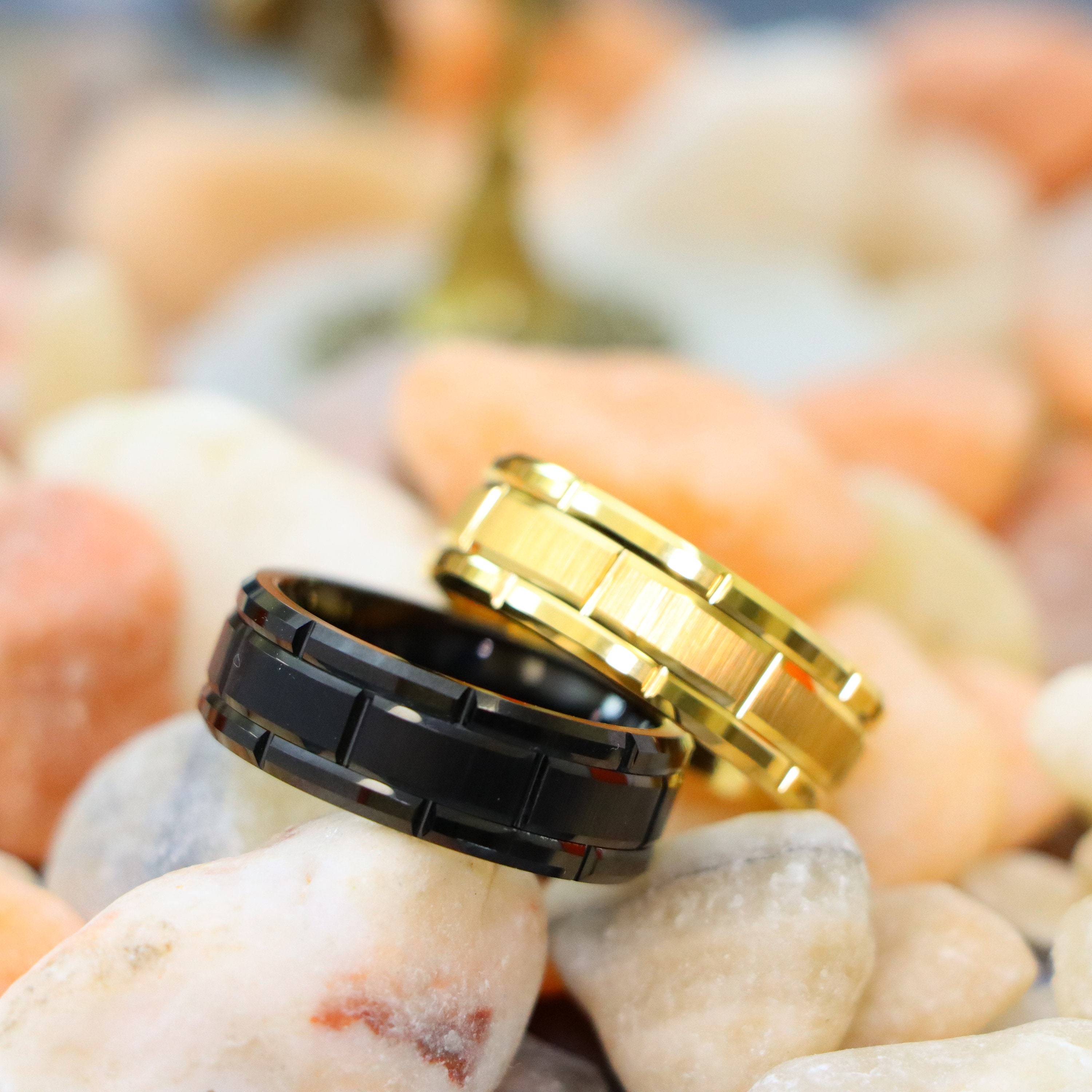Tungsten Carbide Ring With Brick Pattern - Unique Men's Birthday Band ...