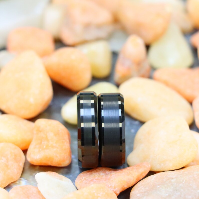 Simple Black Tungsten Ring, Man Woman Wedding Bands, Ring for Couple ...