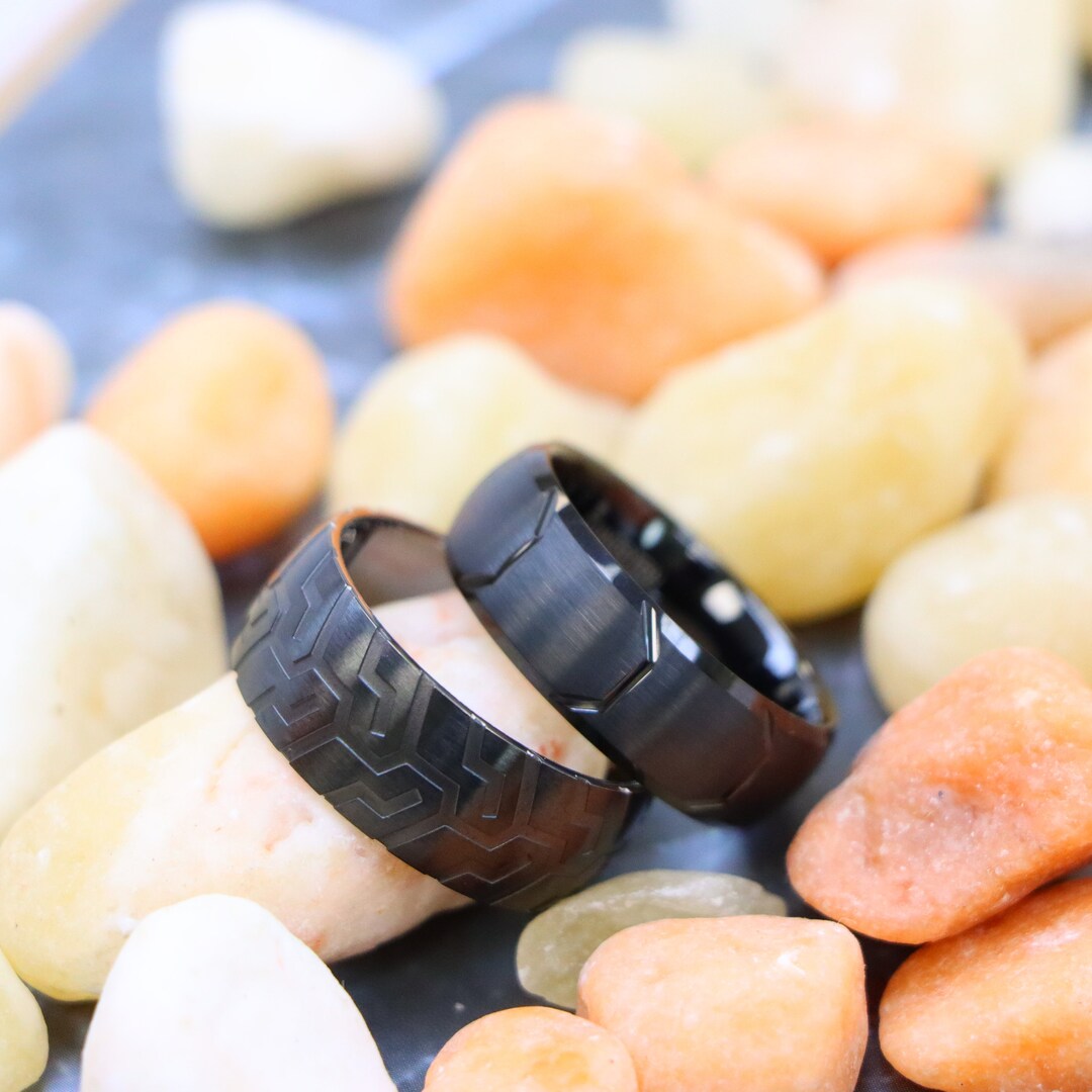 Tire Tread Ring, Black Wedding Band, Tire Ring, Engagement Rings ...