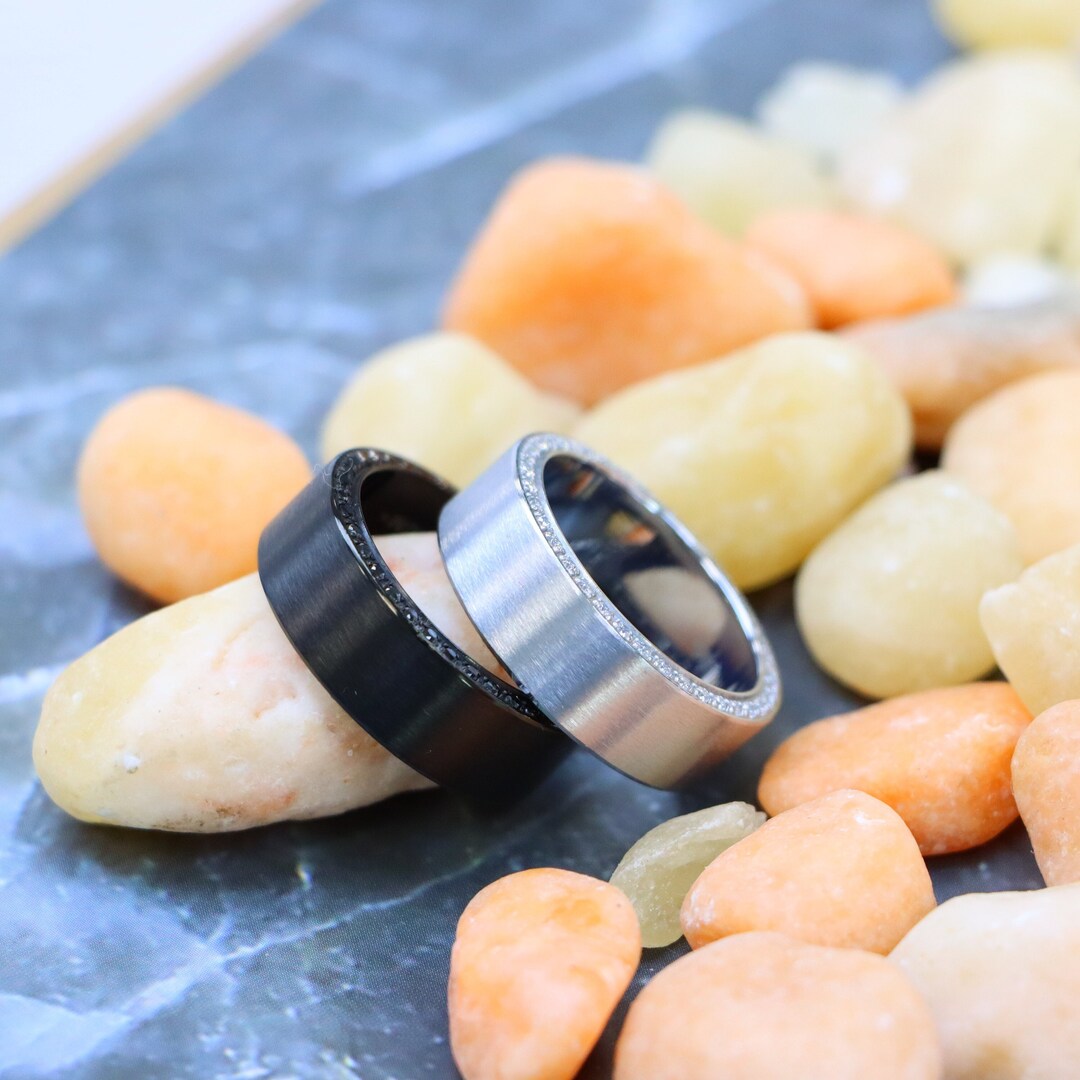 Titanium Engagement Ring, Diamond Wedding Ring, Black Diamond Mans ...