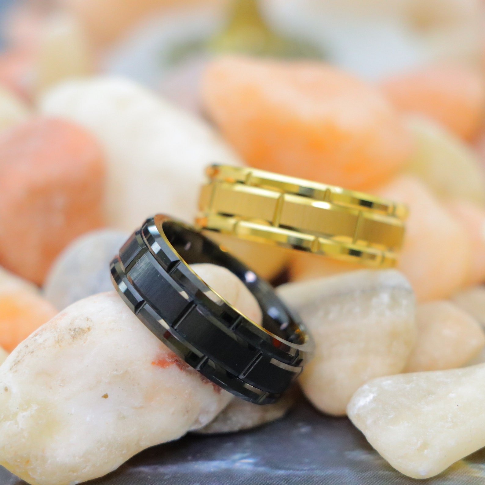 Tungsten Carbide Ring With Brick Pattern - Unique Men's Birthday Band ...