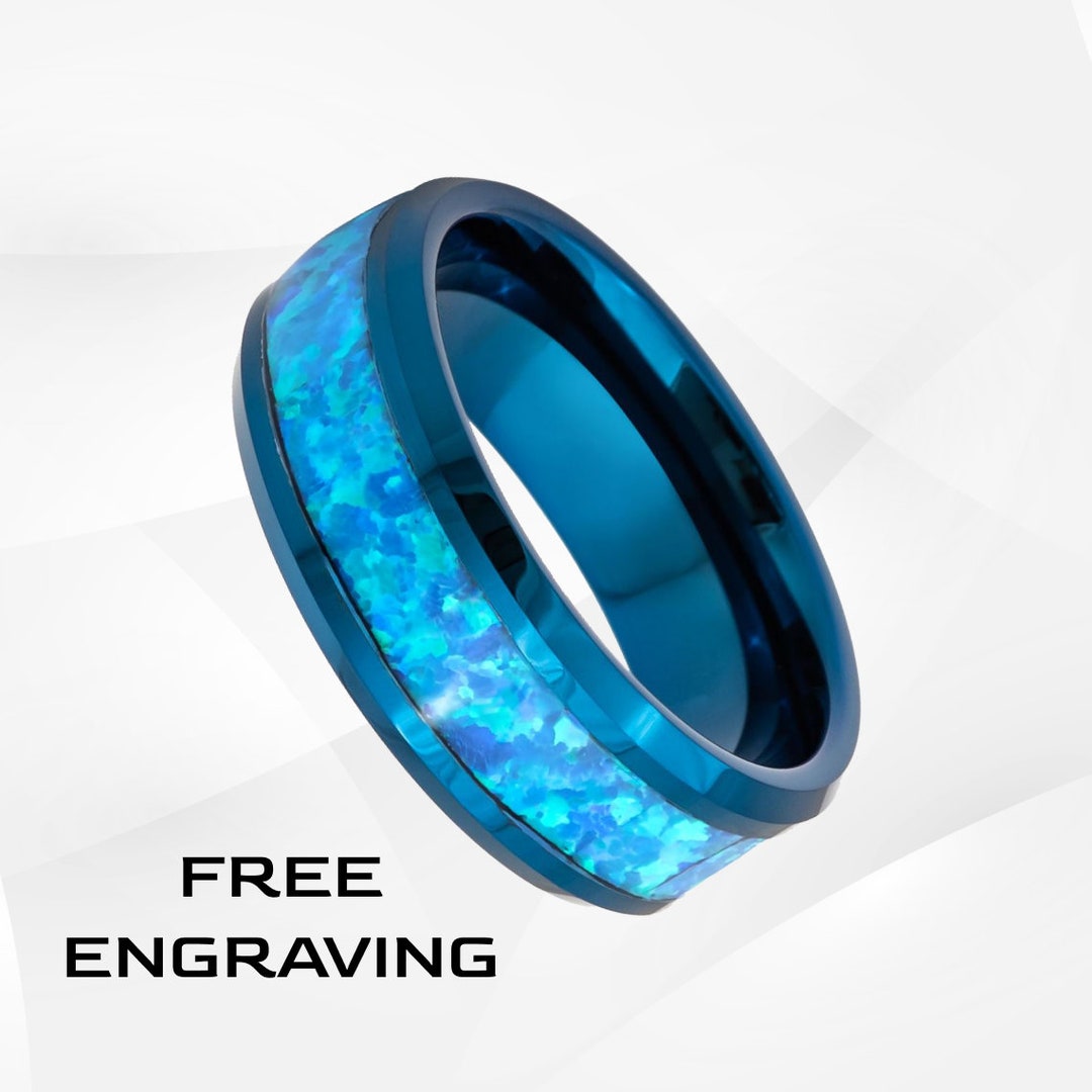 Blue Fire Opal Ring Opal Ring for Men Women Engagement Ring - Etsy