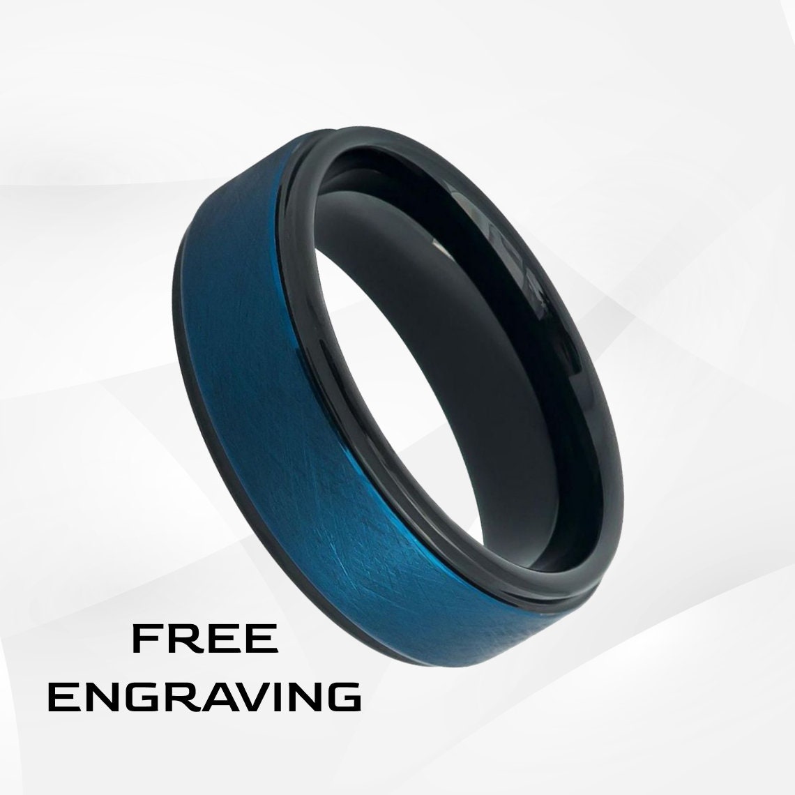 Thin Blue Line Mens Wedding Band, Handmade Personalized Custom Engravi ...