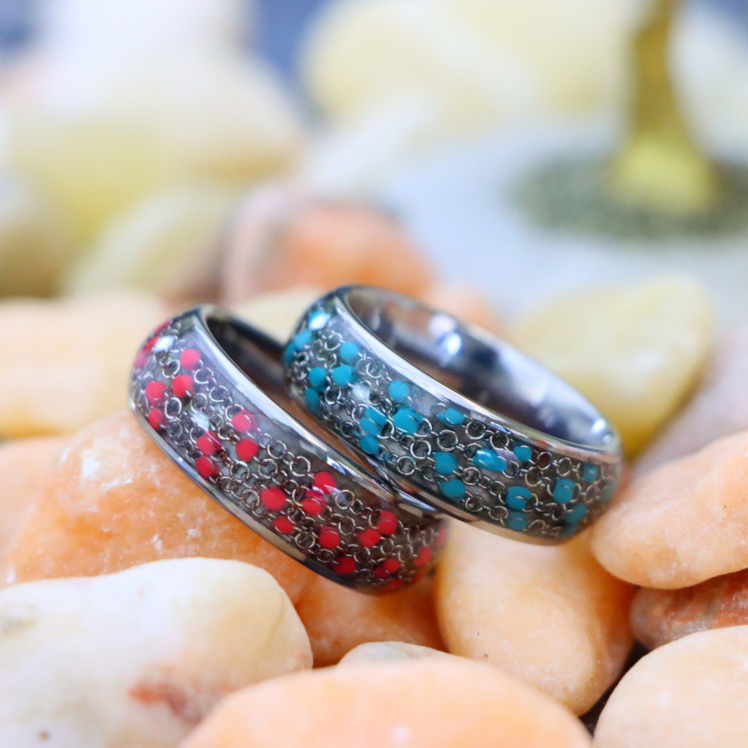 Chain Wedding Ring, 8mm Engagement Ring, Tungsten Wedding Bands ...