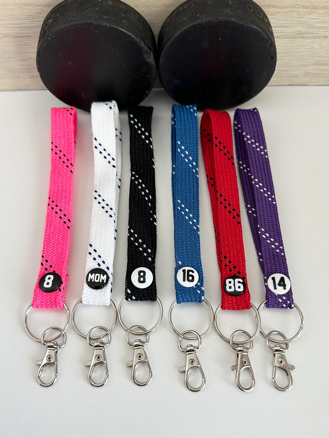 Custom Hockey Skate Lace Wrist Band Keychain- Hockey Keychain- Hockey ...
