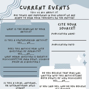 Current Events Worksheet - Etsy