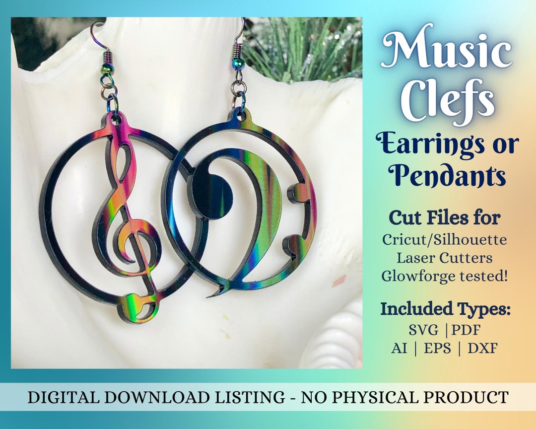 Treble Clef and Bass Clef Earrings Pendant FILE for Laser Cutters ...
