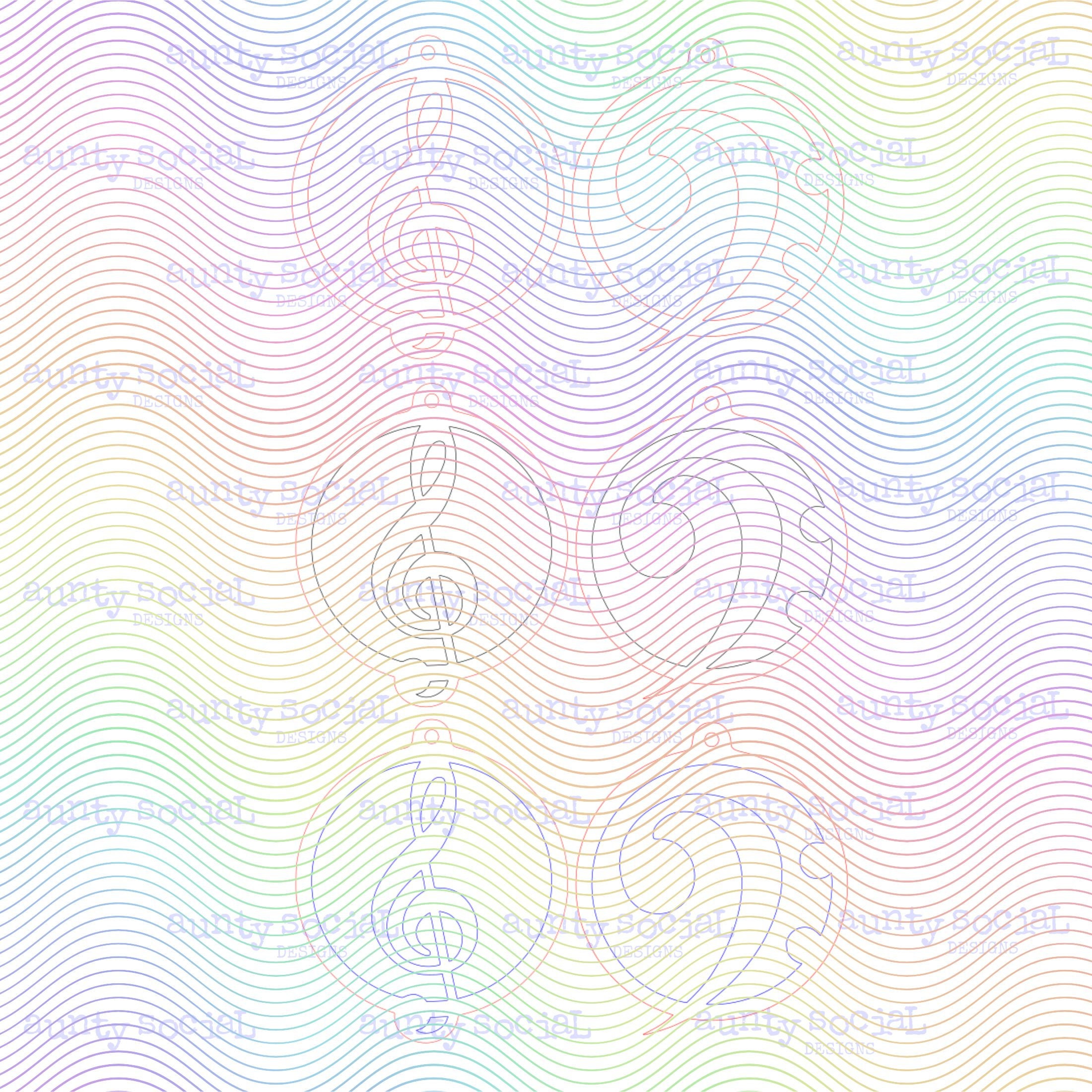 Treble Clef and Bass Clef Earrings Pendant FILE for Laser Cutters ...