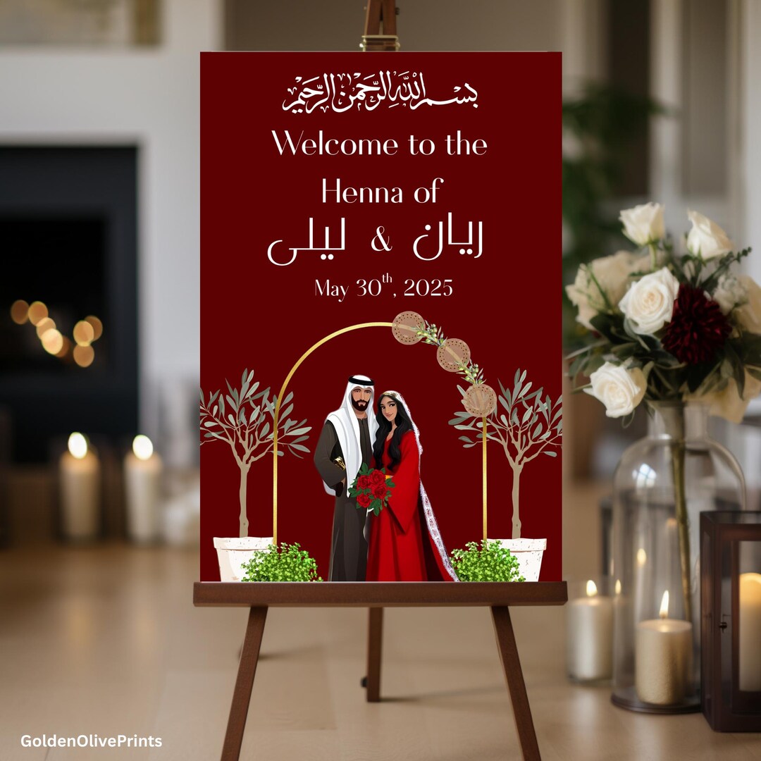 Palestinian Henna Welcome Sign: Arabic & English (digital Download ...