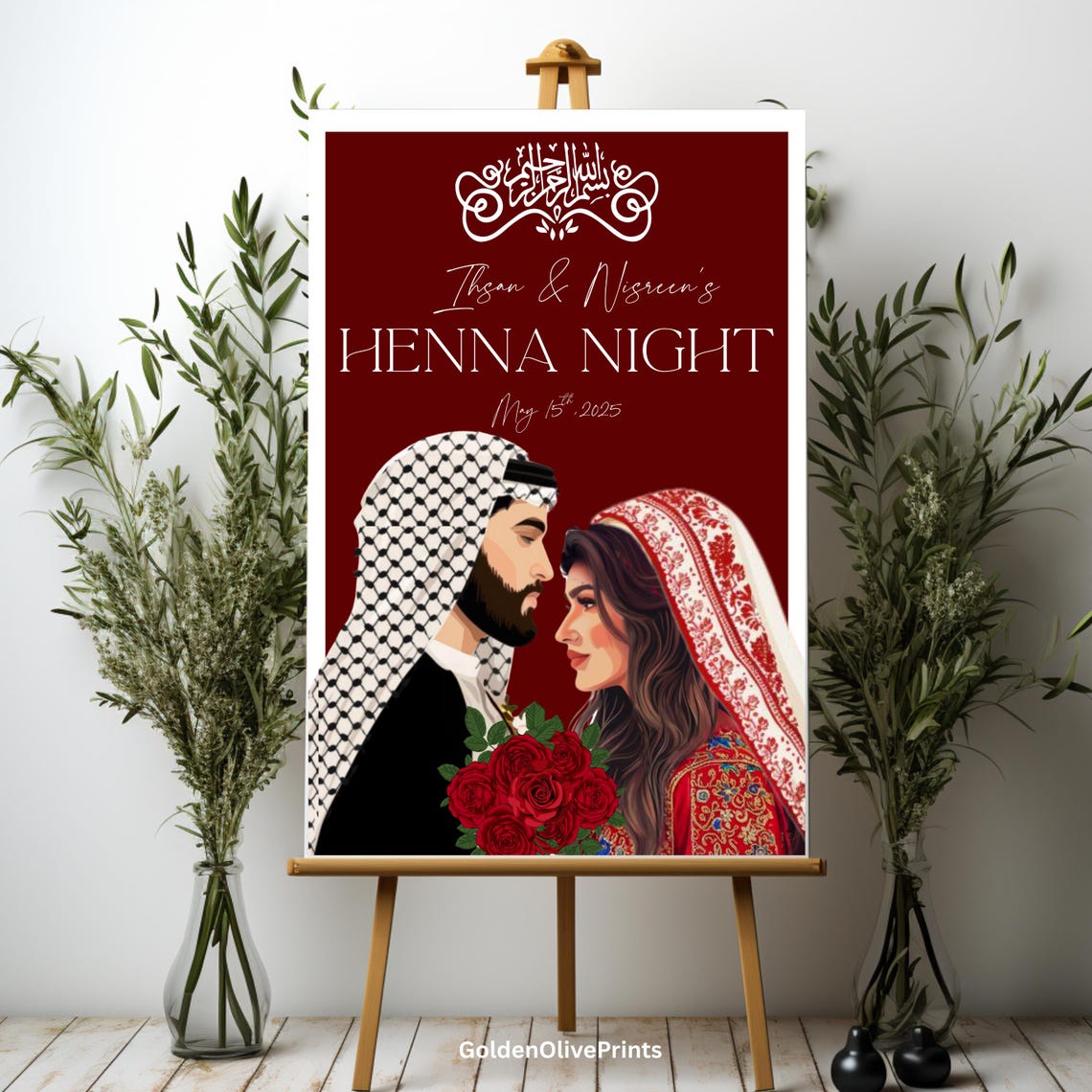 Palestinian Henna Welcome Sign: Arabic & English, Customizable Template ...