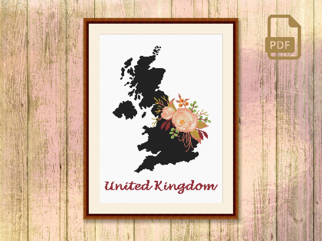 United Kingdom Cross Stitch Pattern, Country Cross Stitch Pattern, Map ...