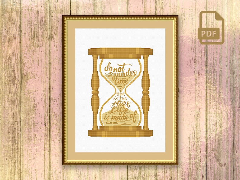 Hourglass Cross Stitch Pattern Do Not Squander Time Cross - Etsy