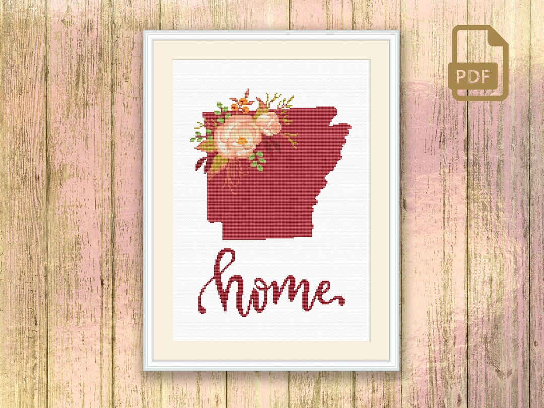 Arkansas Cross Stitch Pattern, State of Arkansas Cross Stitch Pattern ...