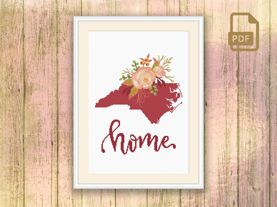 North Carolina Cross Stitch Pattern, State of North Carolina Cross ...