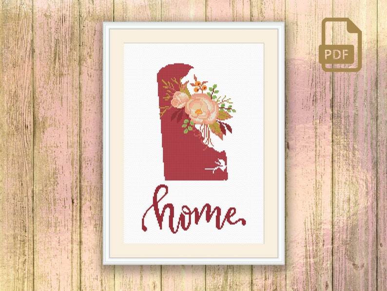 Delaware Cross Stitch Pattern, State of Delaware Cross Stitch Pattern ...
