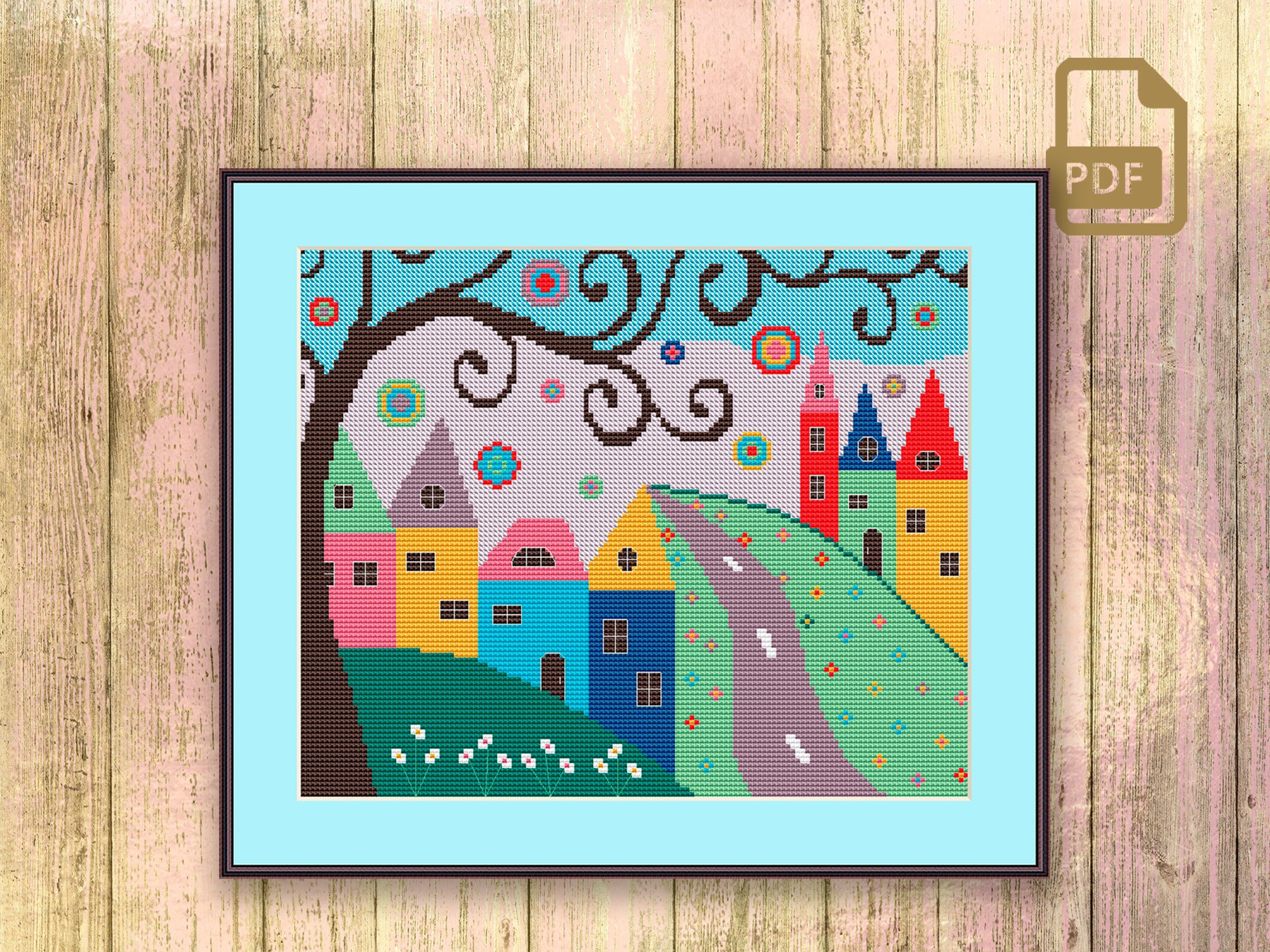 Village Cross Stitch Pattern Houses Cross Stitch Pattern - Etsy