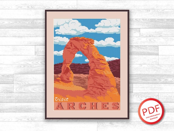 Visit Arches Cross Stitch Pattern National Park Cross Stitch - Etsy