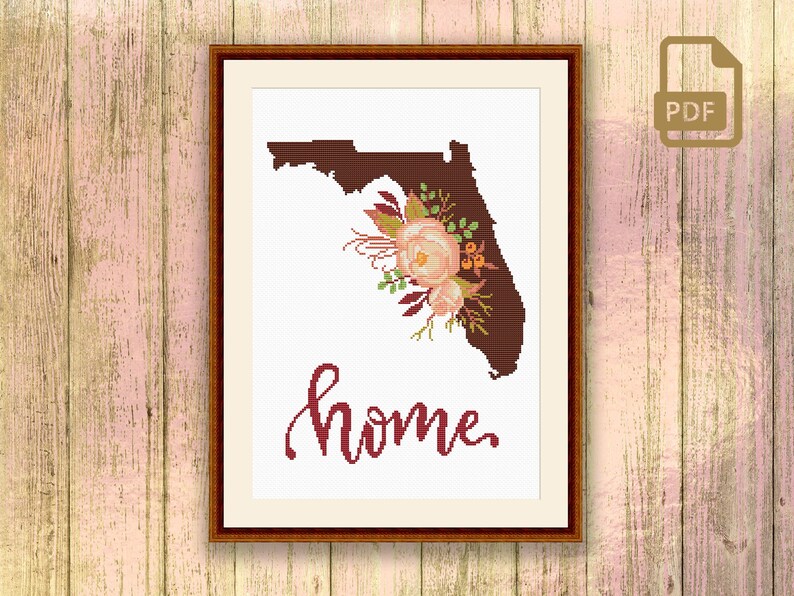 Florida Cross Stitch Pattern State of Florida Cross Stitch - Etsy