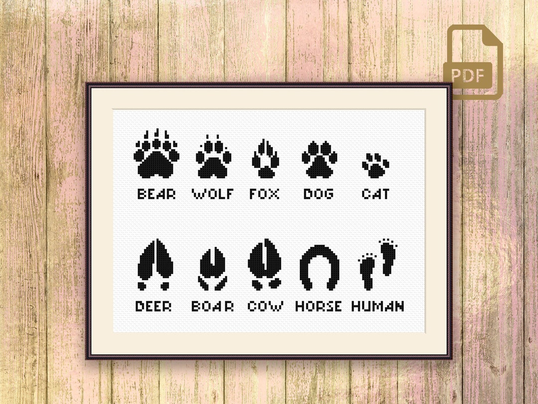 Footprints Animals Cross Stitch Pattern, Woodland Animals Cross Stitch ...