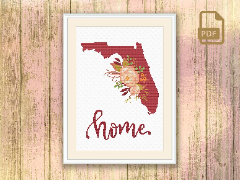 Florida Cross Stitch Pattern State of Florida Cross Stitch - Etsy