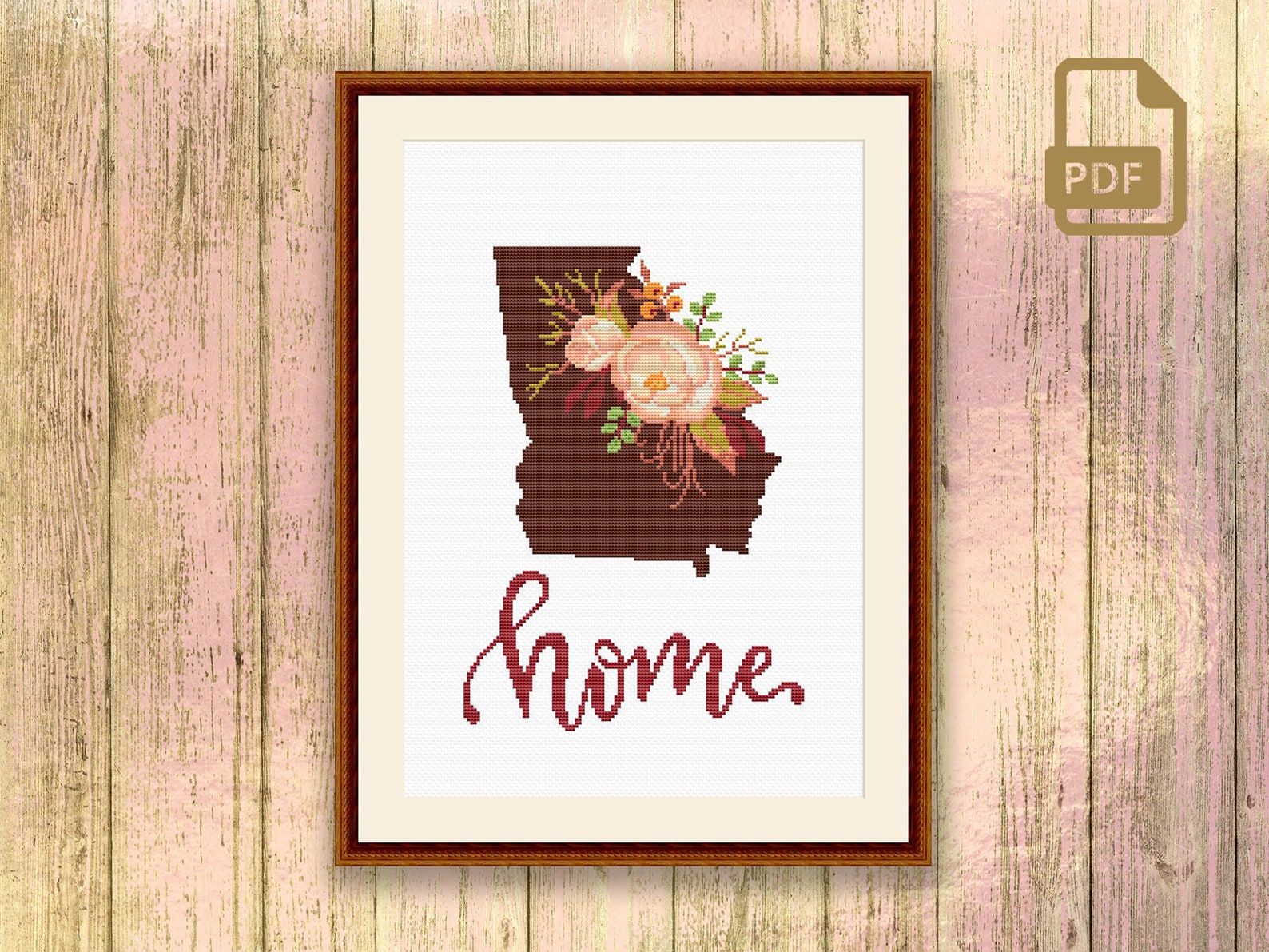 Georgia Cross Stitch Pattern, State of Georgia Cross Stitch Pattern ...
