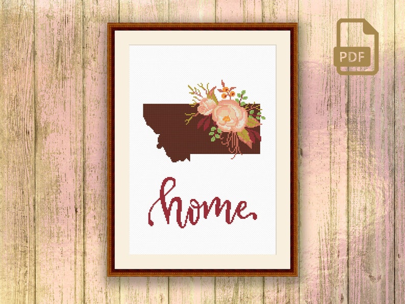 Montana Cross Stitch Pattern, State of Montana Cross Stitch Pattern ...