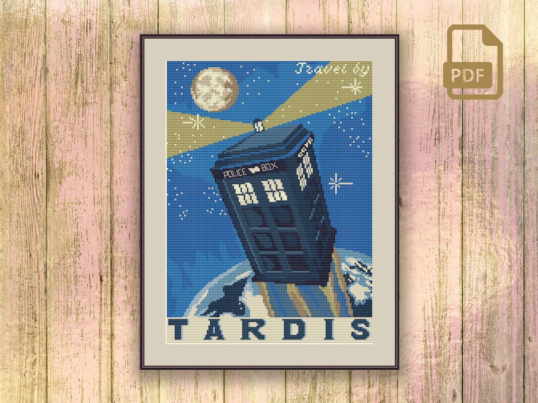 Travel by Tardis Cross Stitch Pattern, Movie Cross Stitch Pattern ...