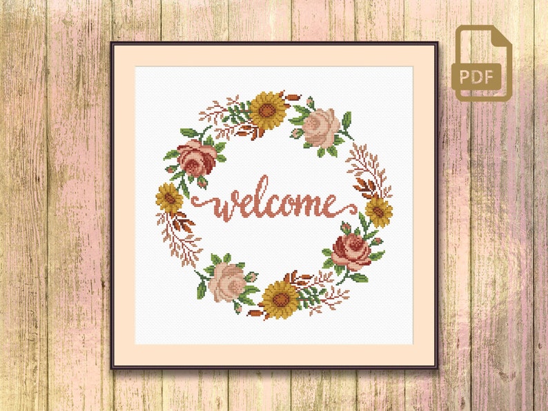 Welcome Cross Stitch Pattern Home Decor Housewarming Cross - Etsy