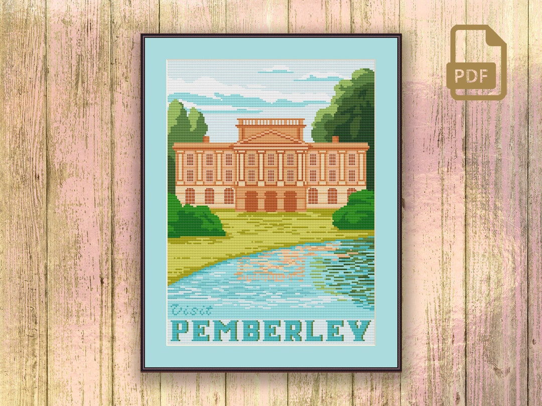 Visit Pemberley Cross Stitch Pattern, Retro Travel Cross Stitch, Pride ...