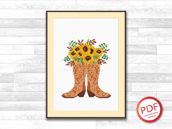 Cowboy Boots Cross Stitch Pattern Vintage Boots Cross Stitch - Etsy