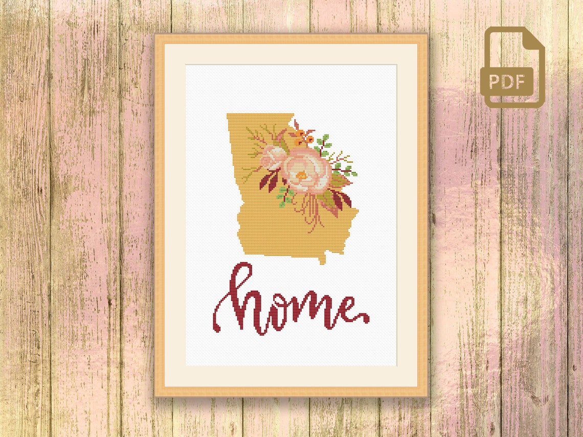 Georgia Cross Stitch Pattern, State of Georgia Cross Stitch Pattern ...