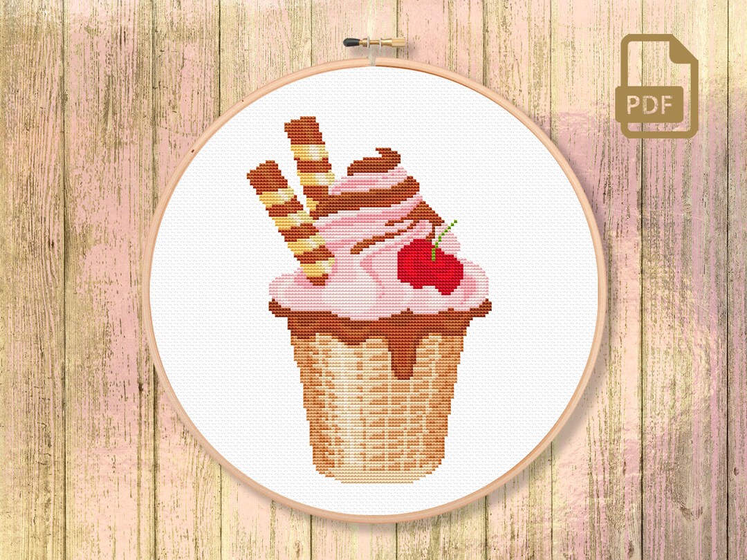Ice Cream Cross Stitch Pattern, Kitchen Cross Stitch Pattern, Ice Cream ...