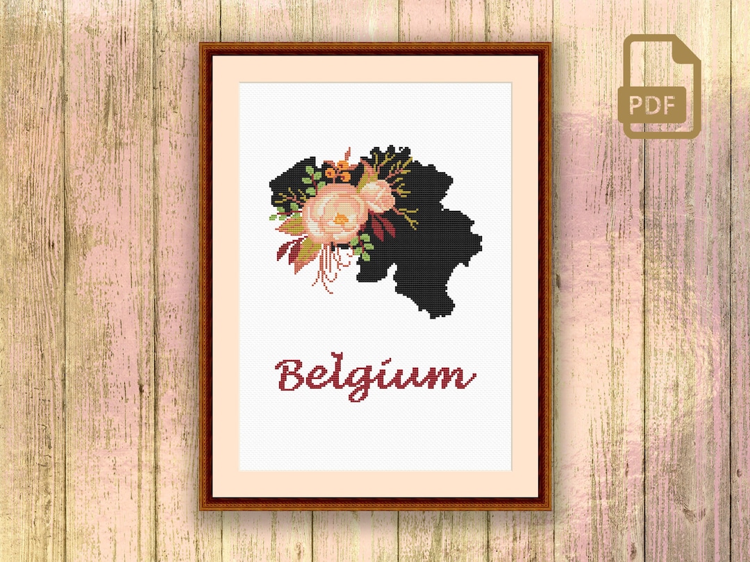 Belgium Cross Stitch Pattern, Pattern Belgium, Map Belgium Cross Stitch ...