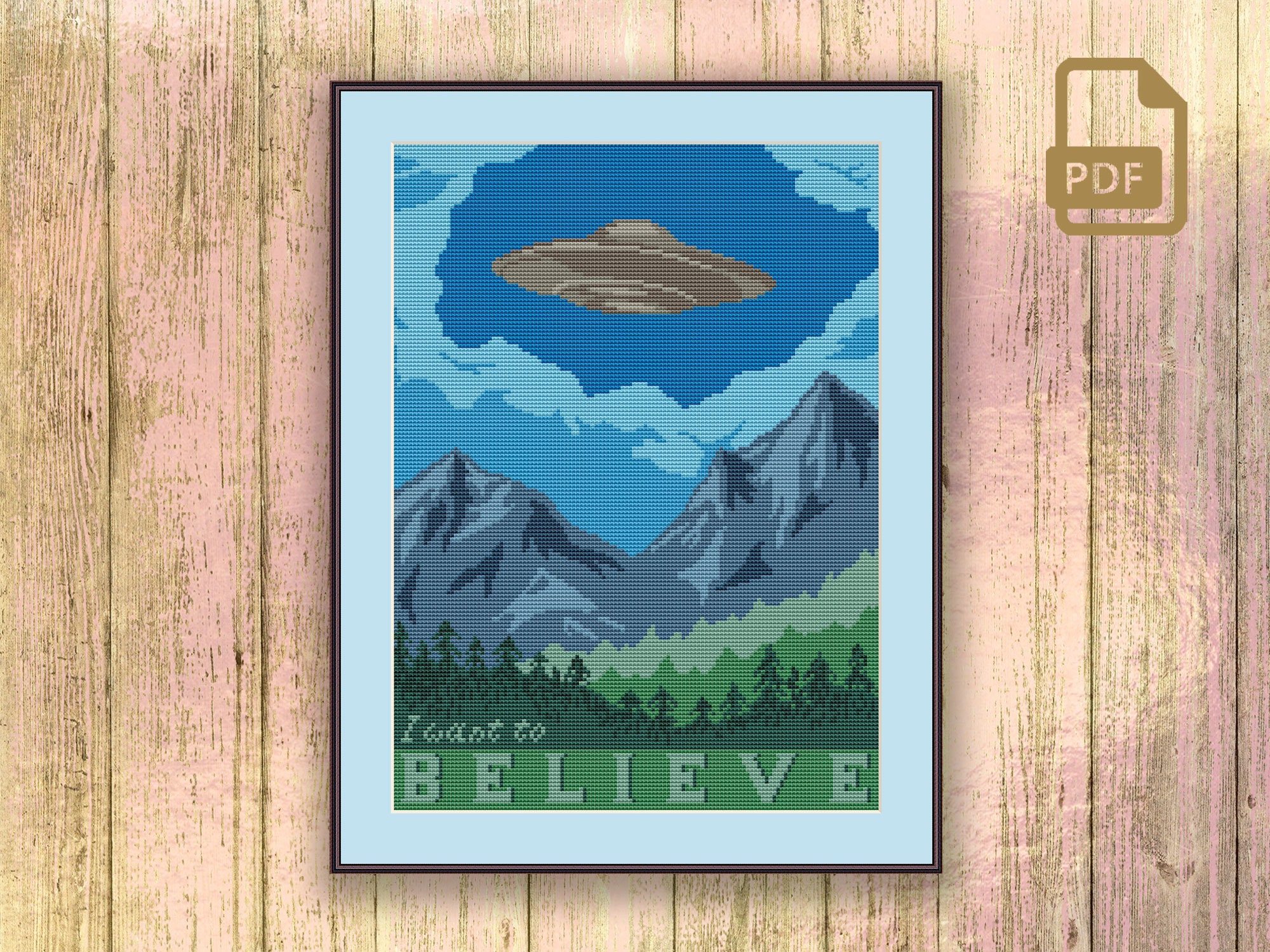 I Want to Believe Cross Stitch Pattern, Retro Travel Cross Stitch ...