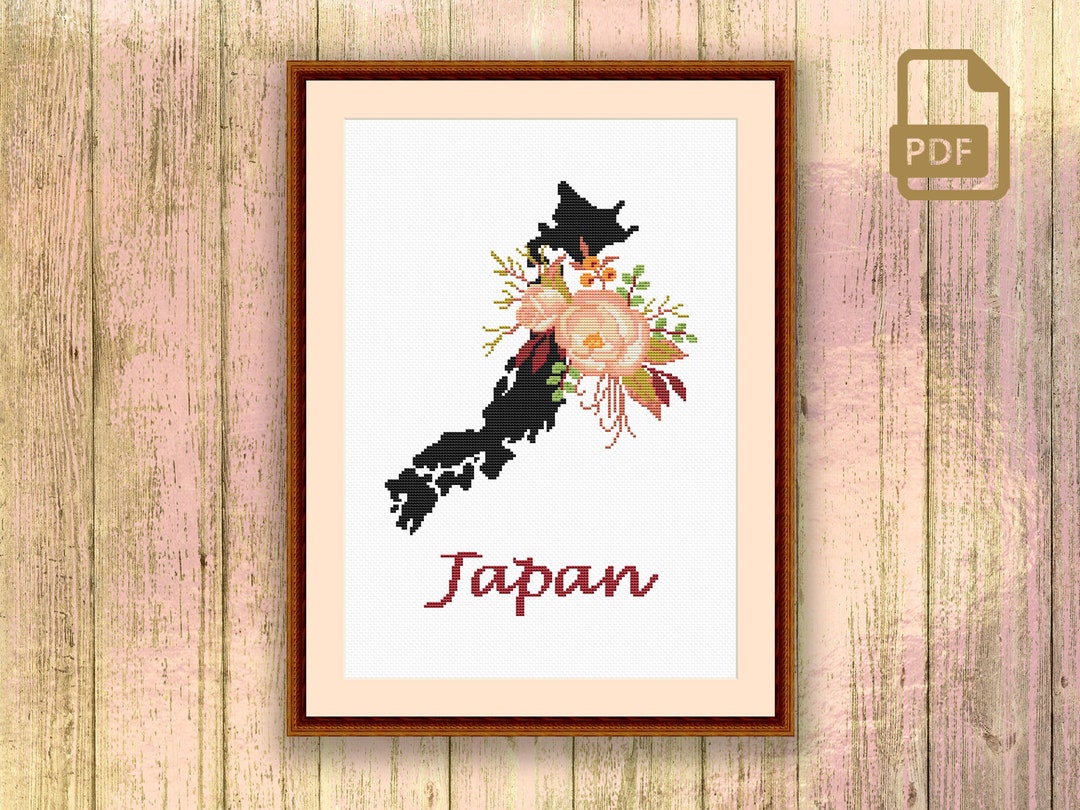 Japan Cross Stitch Pattern, Pattern Japan , Map Japan Cross Stitch ...