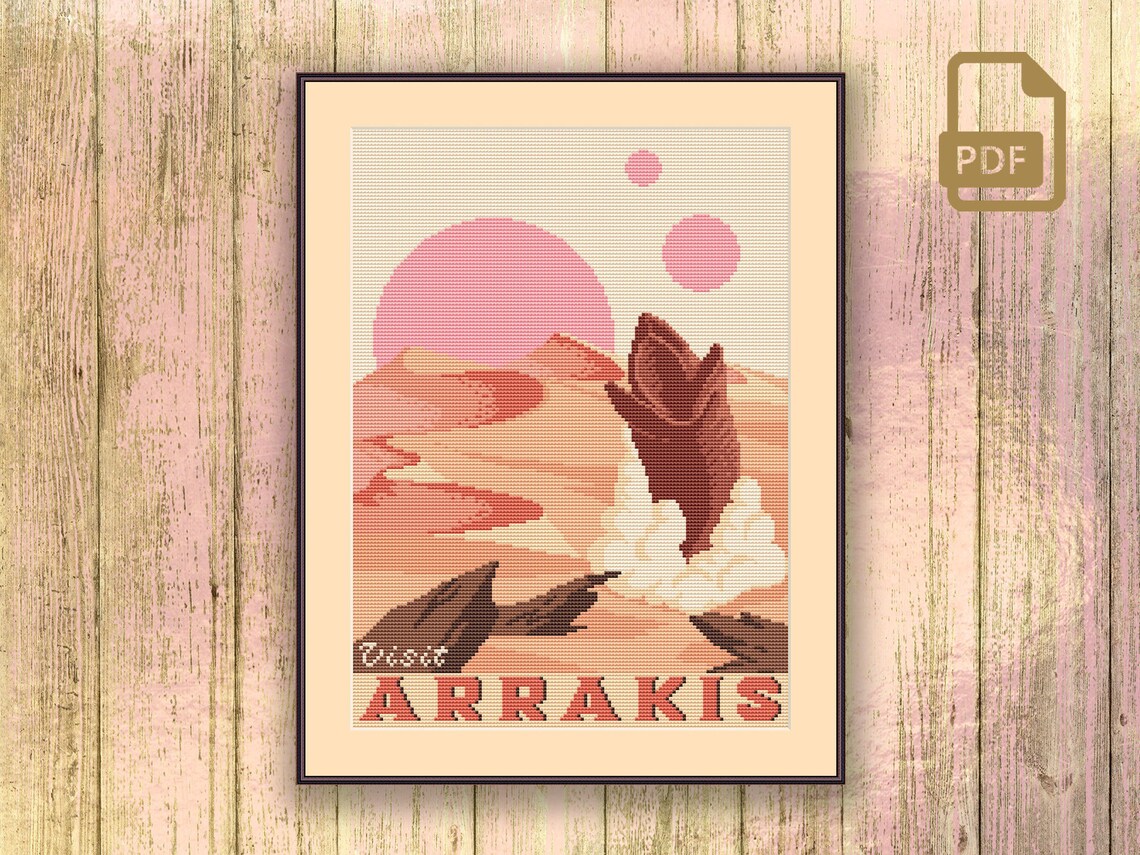 Visit Arrakis Cross Stitch Pattern Retro Travel Cross Stitch - Etsy
