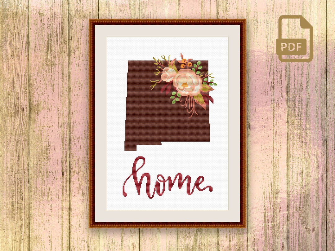 New Mexico Cross Stitch Pattern, State of New Mexico Cross Stitch ...